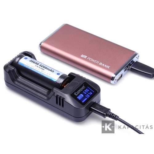 KeepPower LCD akku töltő Li-ion 14500/16340/CR123/18650/26650 cellákhoz ...